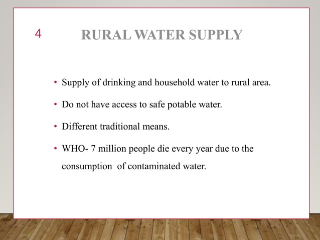 Rural water supply | PPTX | Agriculture | Industries