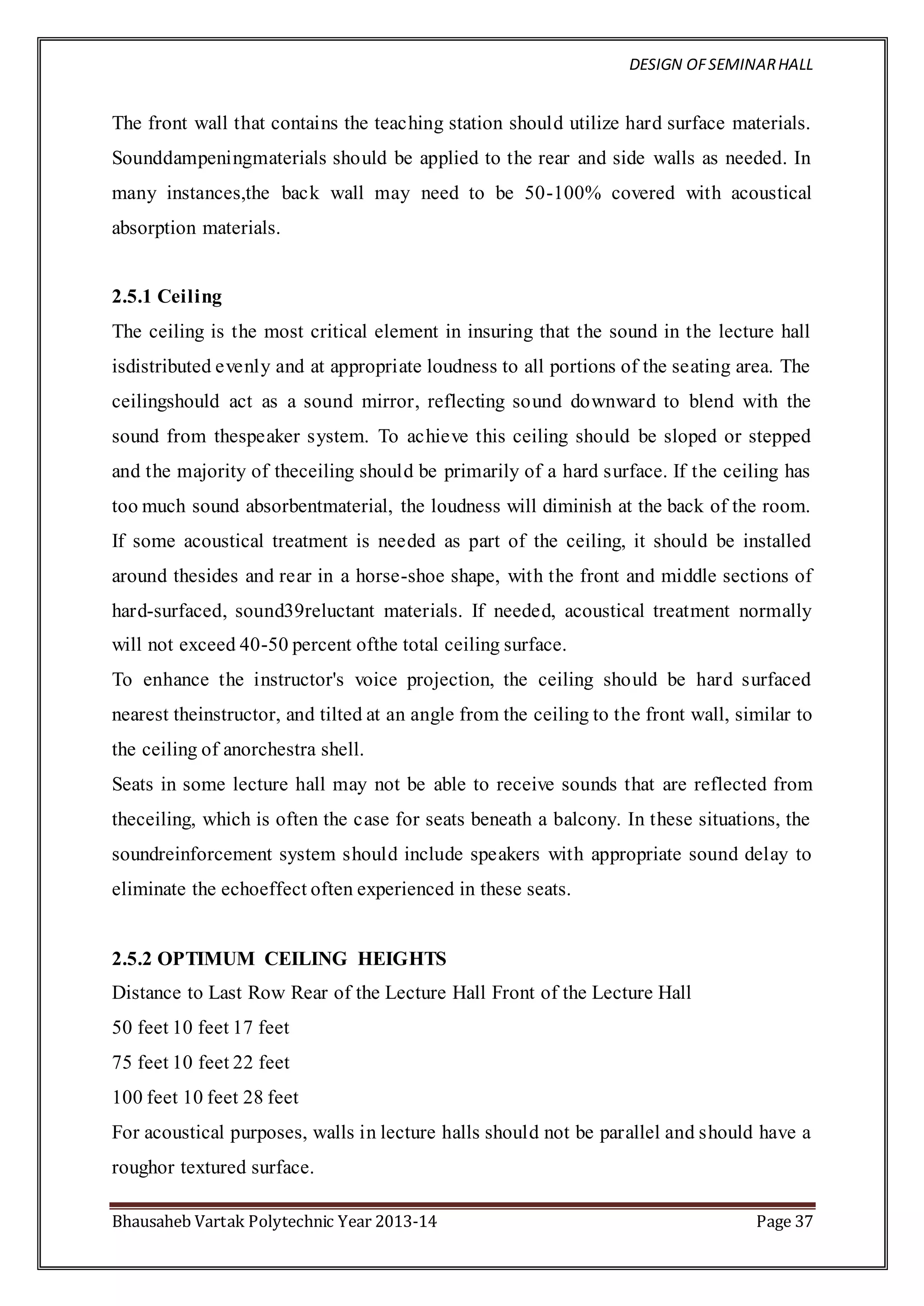 DESIGN OF SEMINAR HALL PROJECT DOCUMENT | DOCX