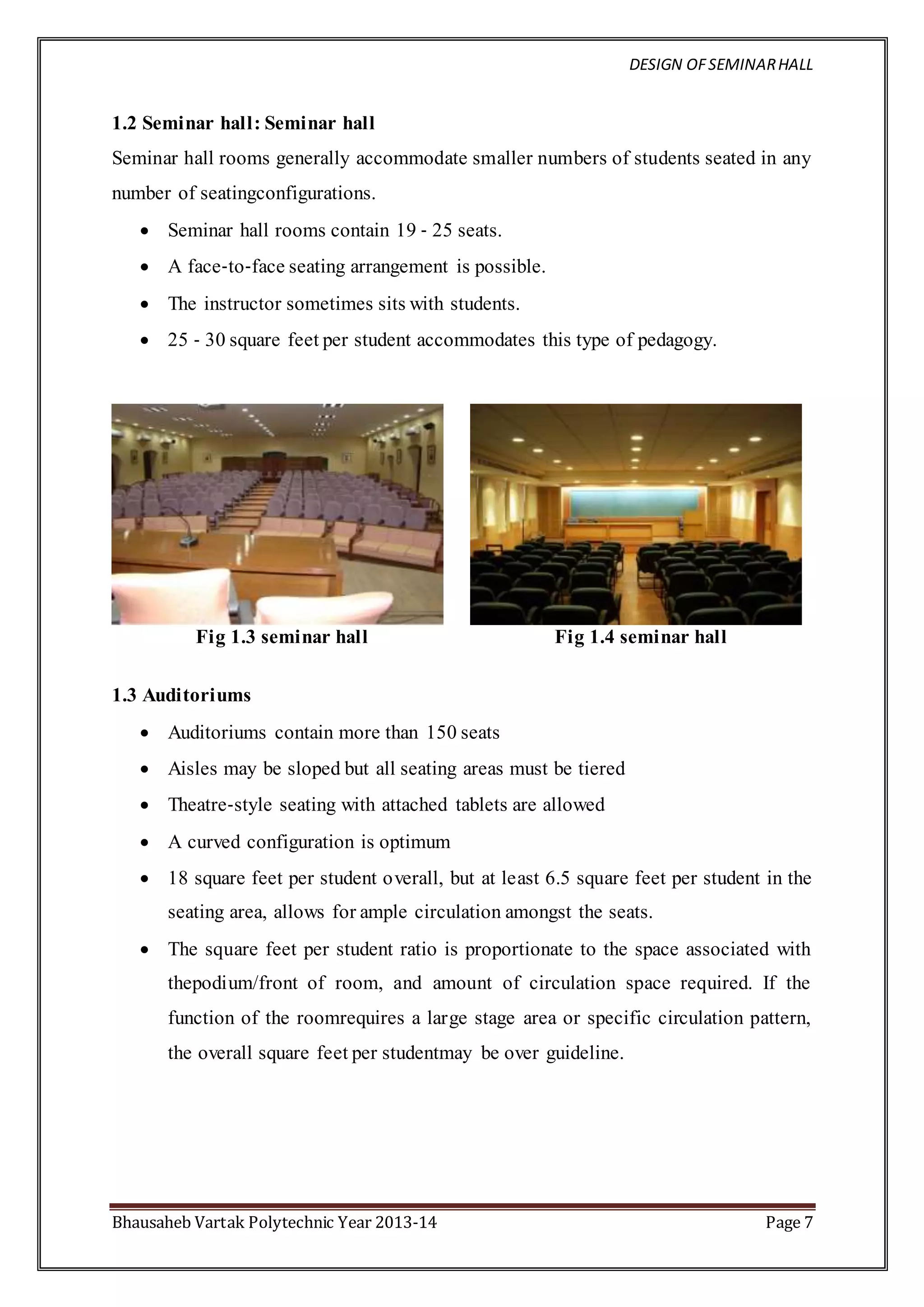 DESIGN OF SEMINAR HALL PROJECT DOCUMENT | DOCX