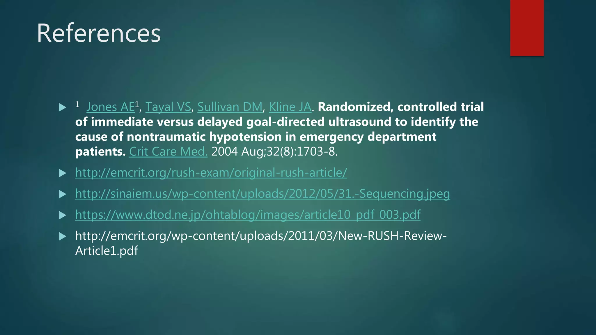 Use of bedside ultrasound in shock: RUSH protocol | PPTX