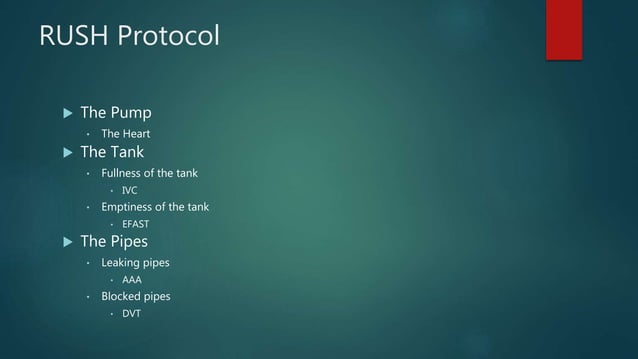 Use of bedside ultrasound in shock: RUSH protocol | PPTX | Death ...