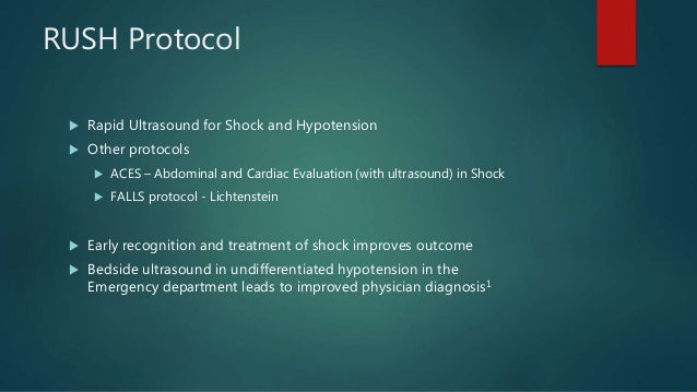 Use of bedside ultrasound in shock: RUSH protocol
