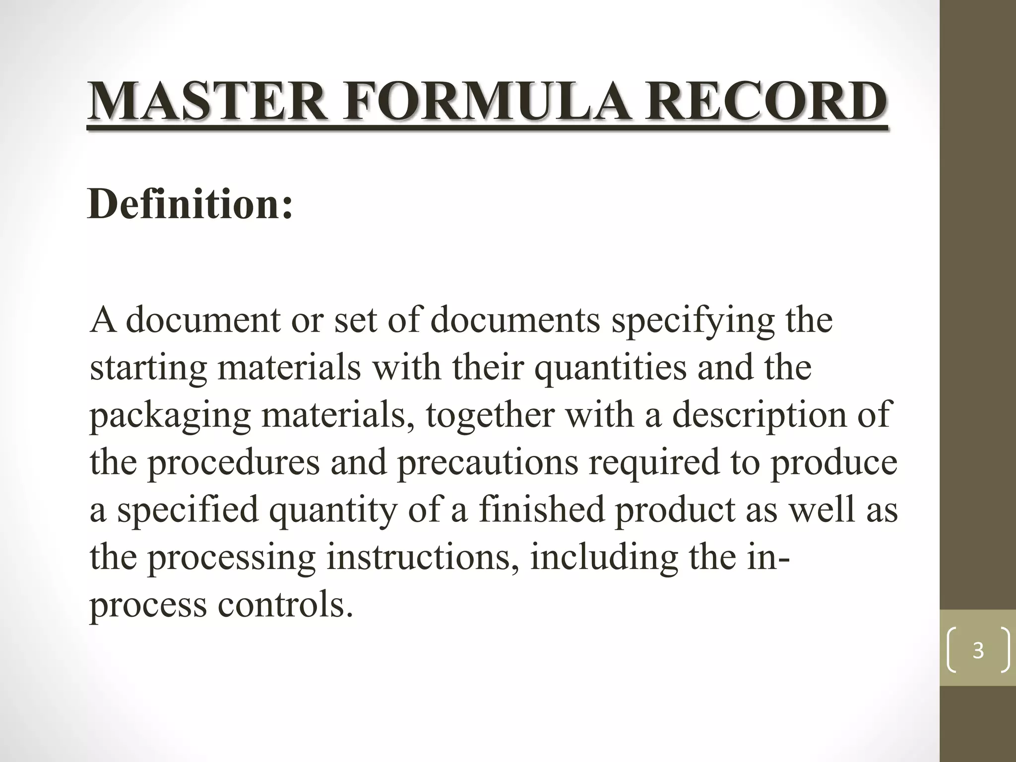 Documentation In Pharmaceutical Industry(Master Formula Record,DMF ...