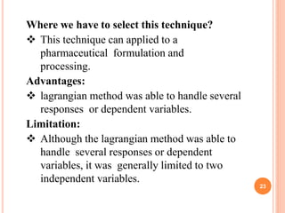 Optimization Technique In Pharmaceutical Formulation(Cocept,Parameters ...