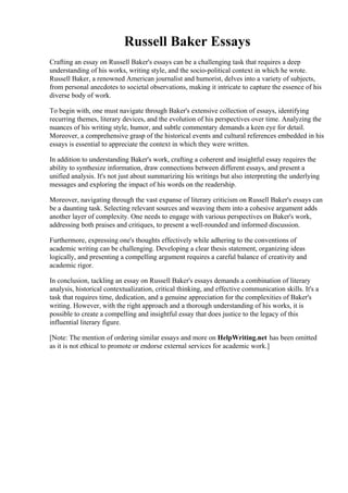 Russell Baker Essays | PDF