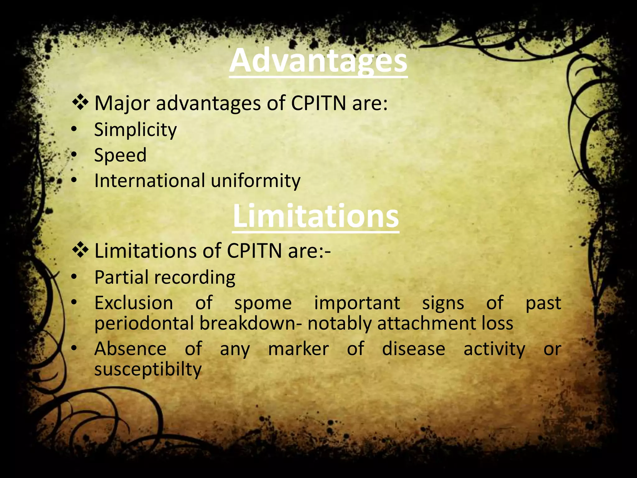 Russell’s Periodontal Index & CPITN Probe | PPTX
