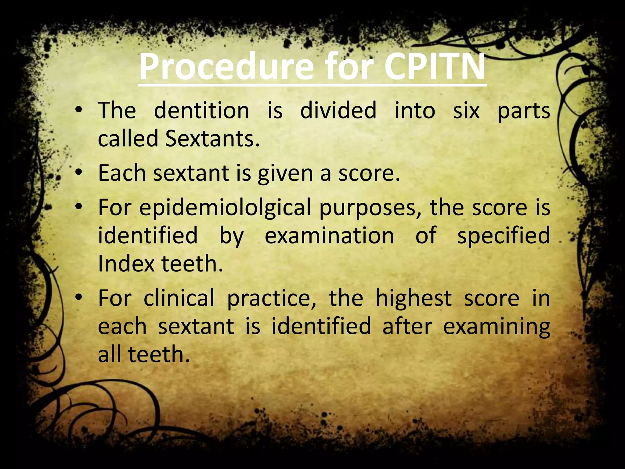 Russell’s Periodontal Index & CPITN Probe | PPTX