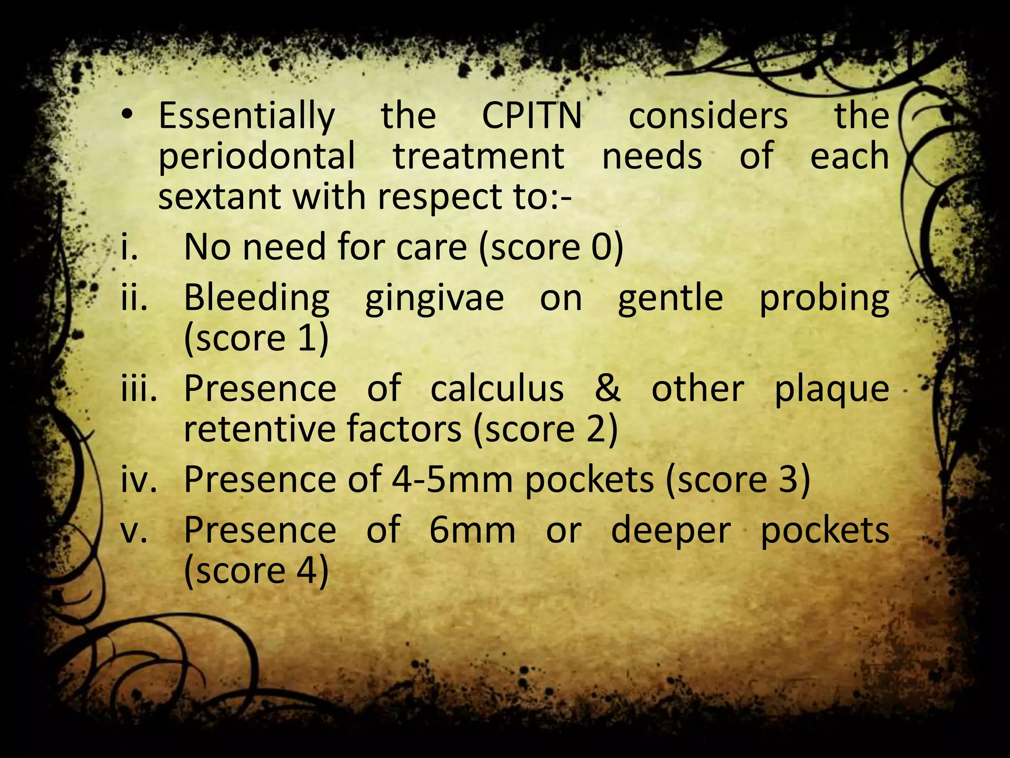 Russell’s Periodontal Index & CPITN Probe | PPTX