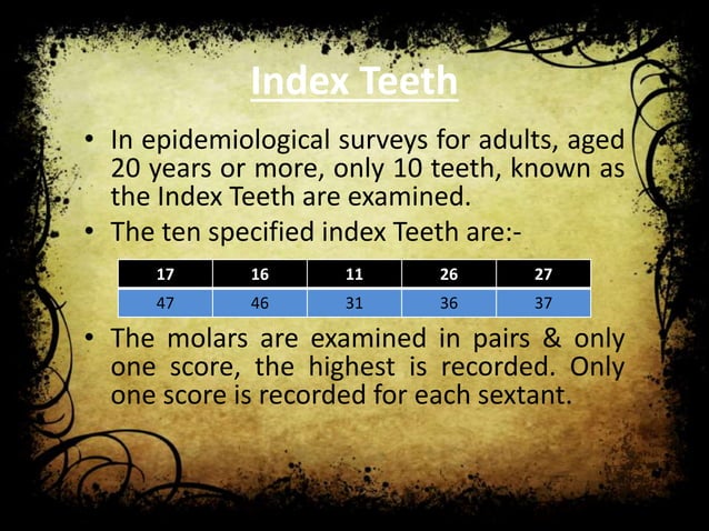 Russell’s Periodontal Index & CPITN Probe | PPTX | Oral care | Personal ...