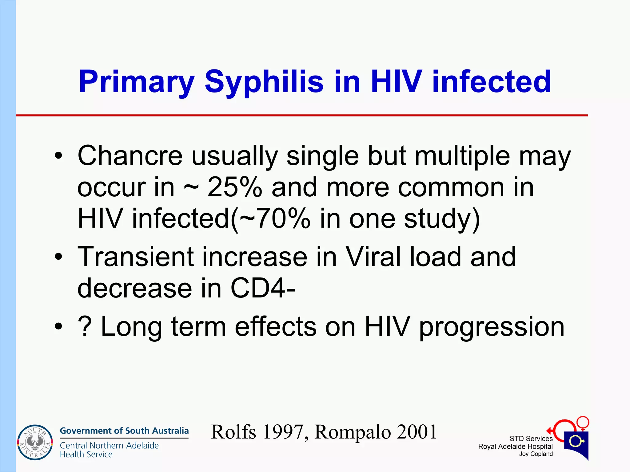 Russell Waddell: Syphilis Presentation and Treatment | PPT