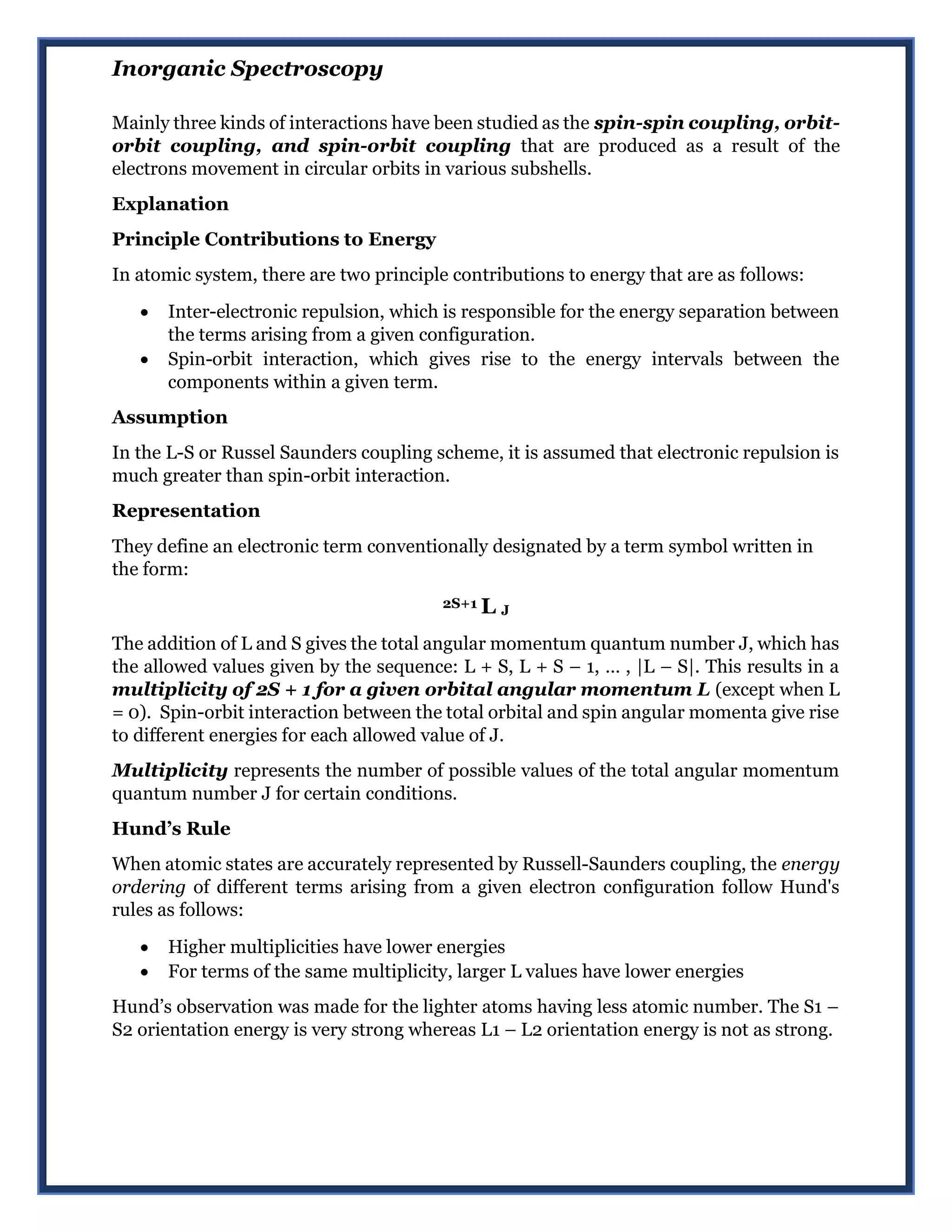Russel Saunders Coupling scheme or LS coupling | PDF