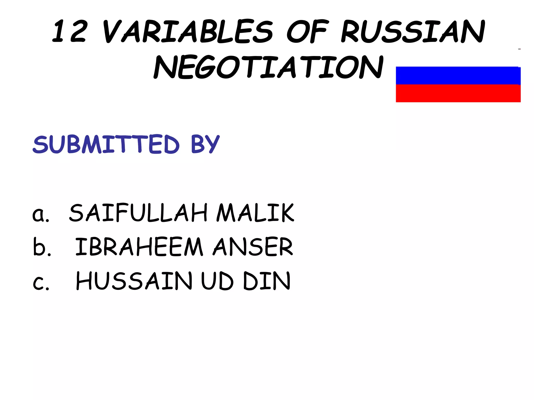 Russia ( 12 variables in negotiation) | PPT