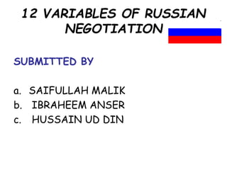 Russia ( 12 variables in negotiation) | PPT