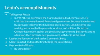 LENIN PART 2 : Russia 1917 and the death of lenin | PDF