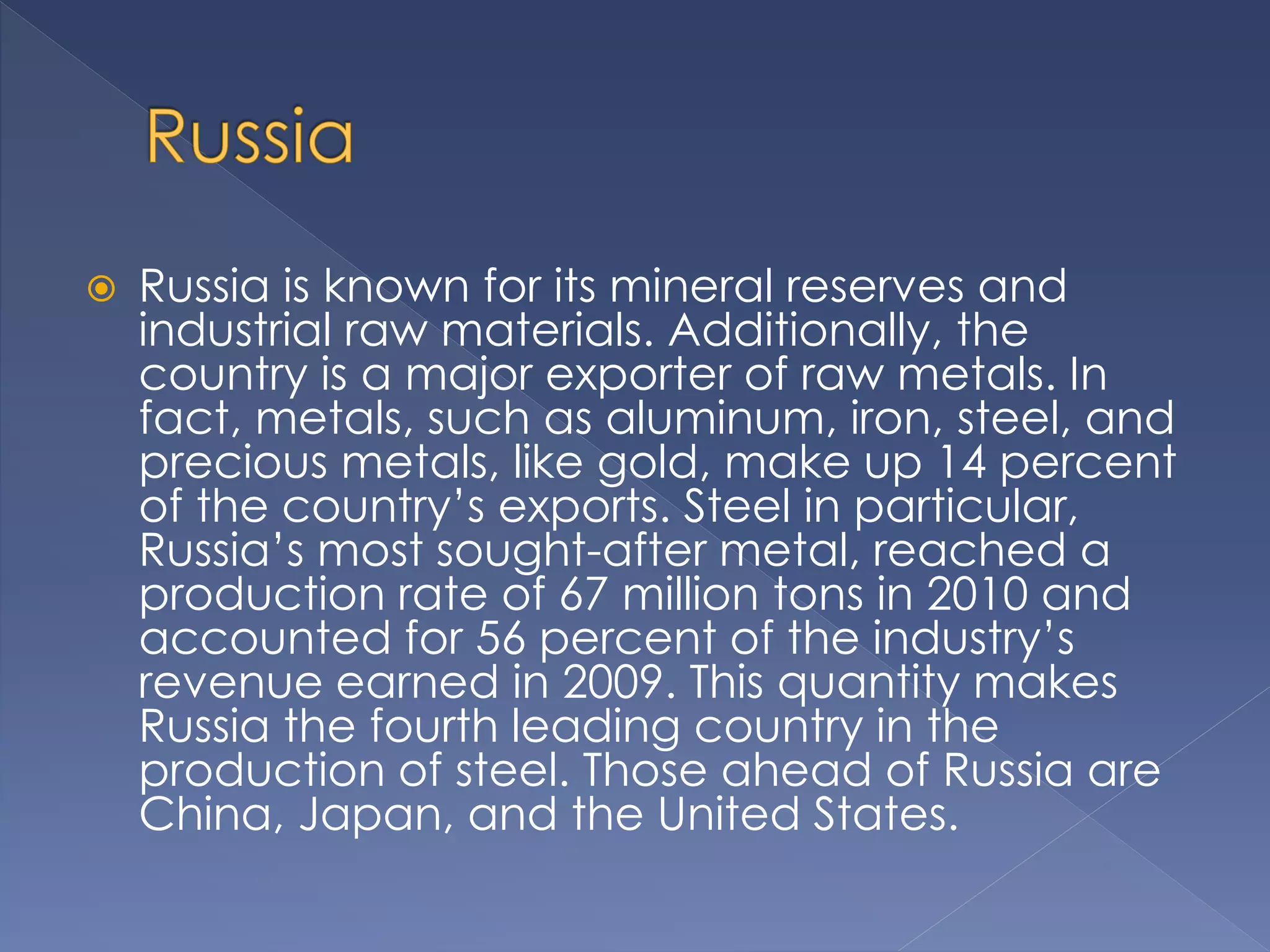 Russia Leads in Steel Production | PPTX