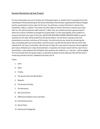 Russian Revolution Project | DOC