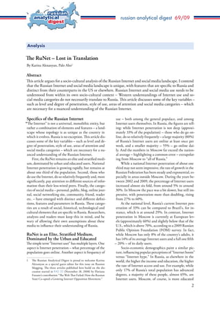 Russian Analytical Digest 69 - Blogging and Russian Politics | PDF