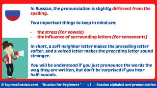 Russian for beginners - Russian alphabet and pronunciation | PDF