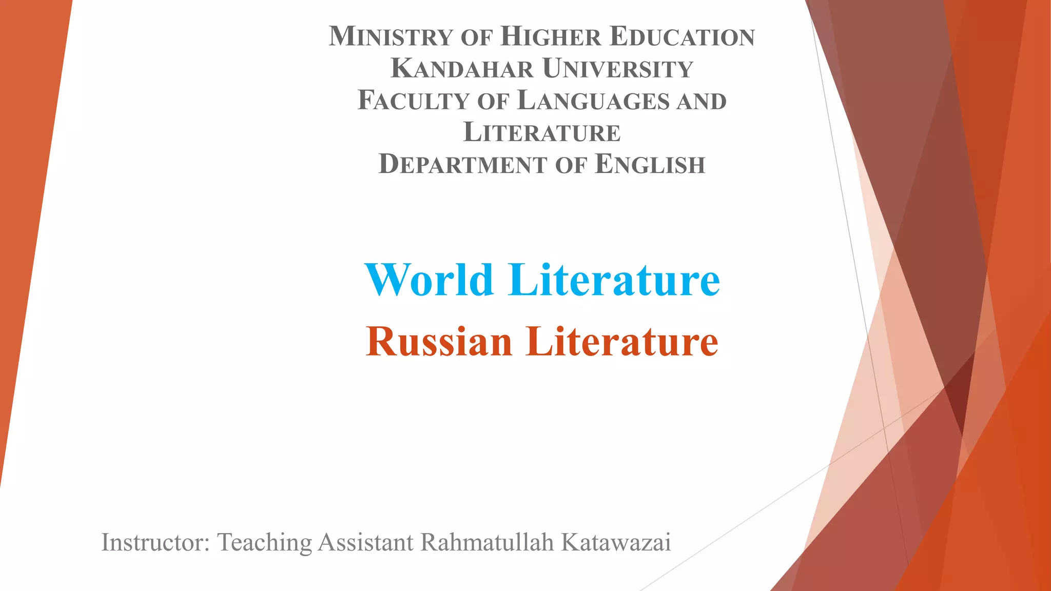 Russian literature (Rahmatullah Katawazai) | PPTX