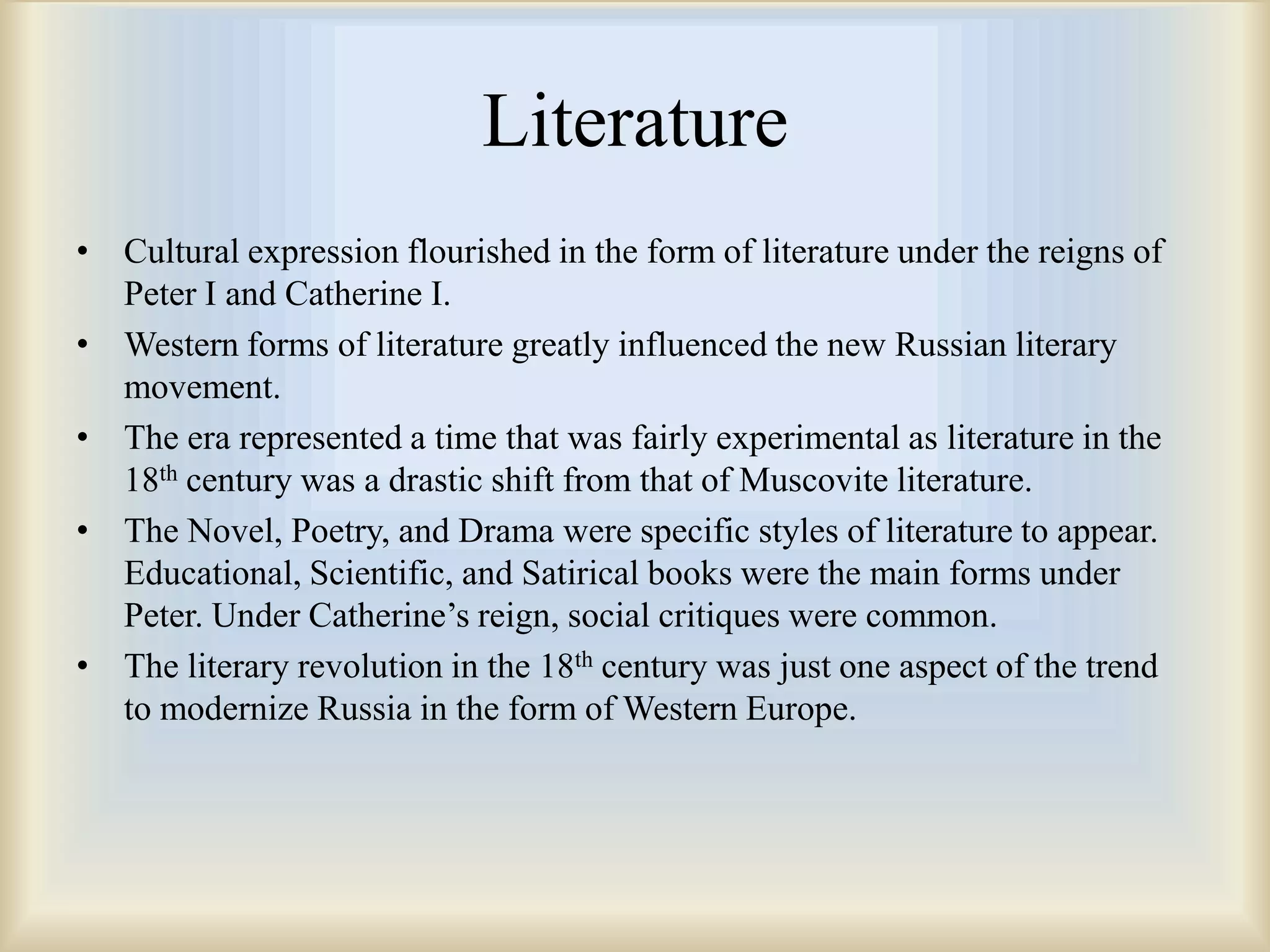 Russian Literature 18th Century | PPT