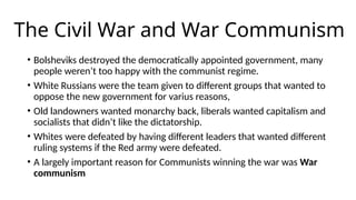 The Russian Revolution - understanding war communism | PPTX