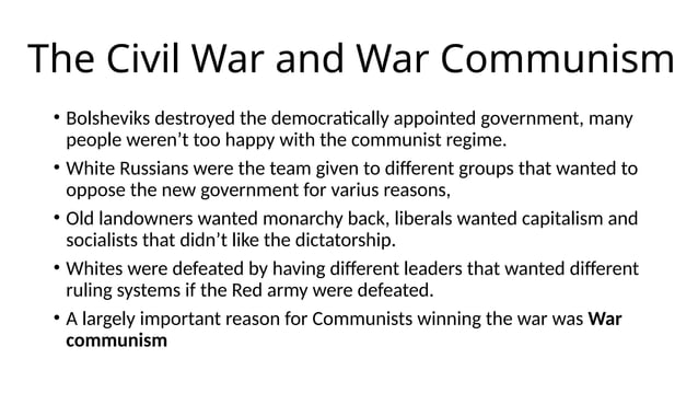 The Russian Revolution - understanding war communism | PPT