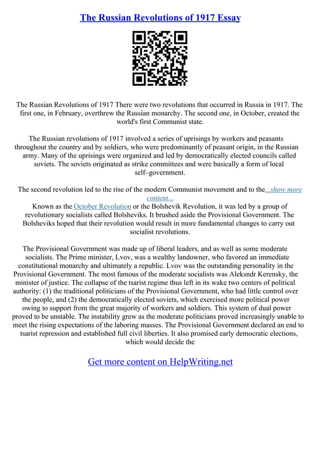 Russian Revolution 1917 Essay | PDF