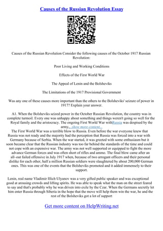 Russian Revolution 1917 Essay | PDF