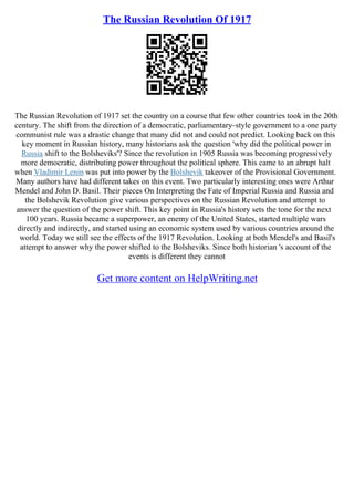 Russian Revolution 1917 Essay | PDF