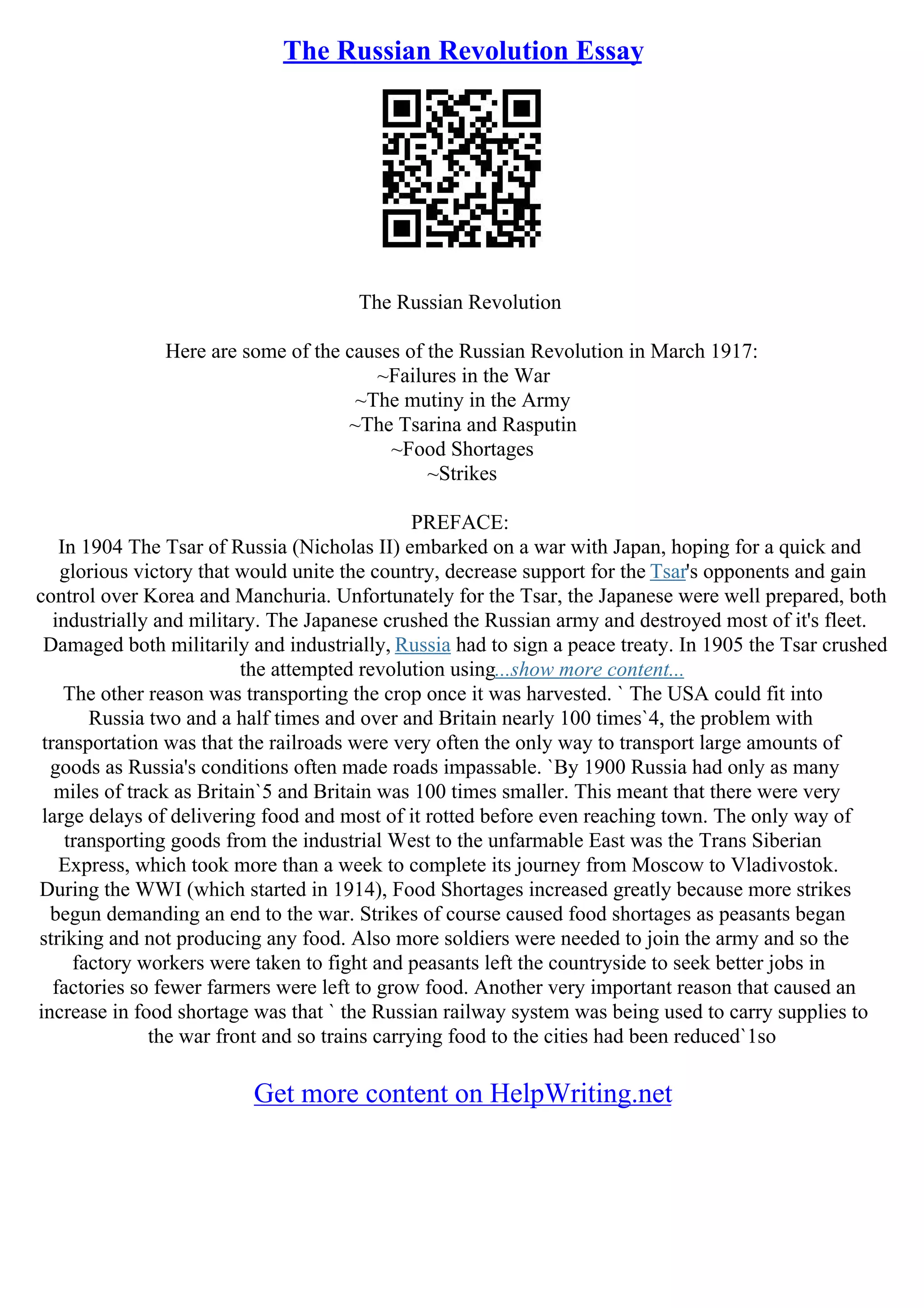 Russian Revolution Essay | PDF