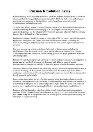 Russian Revolution Essay | PDF
