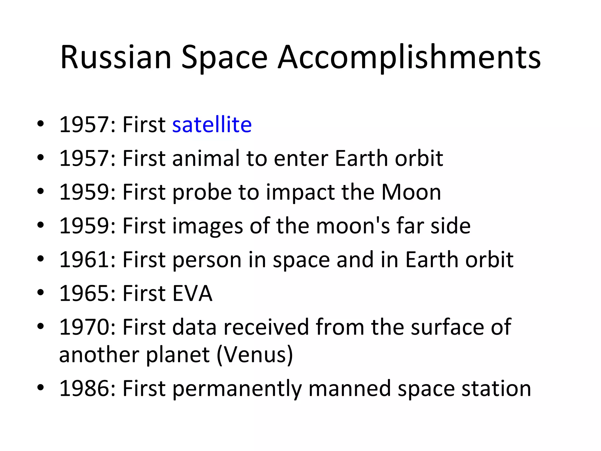 Russian Space Accomplishments | PPT
