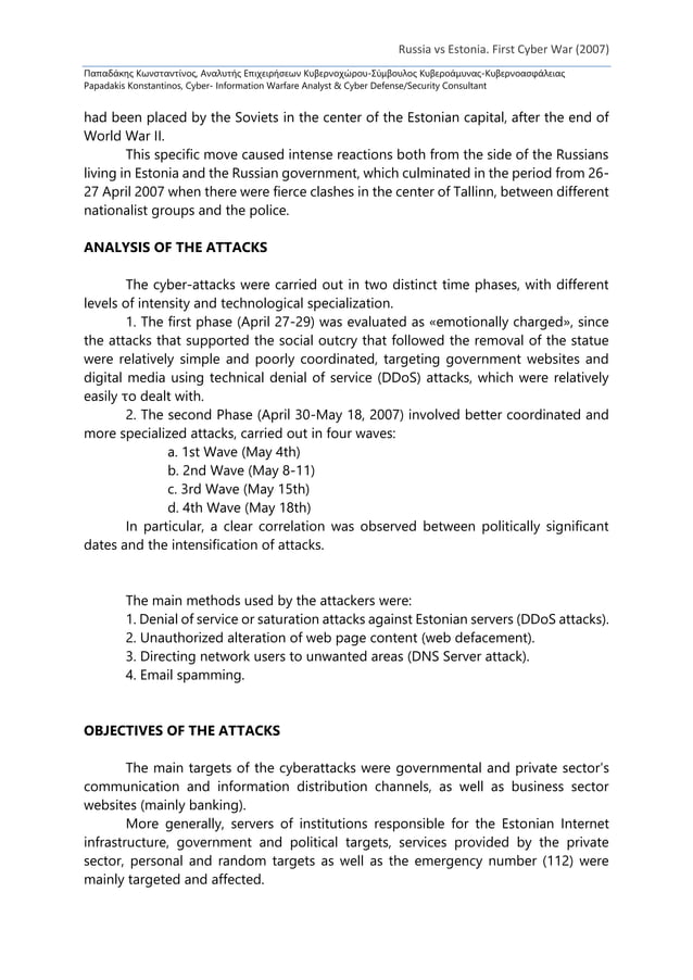Russia vs Estonia_First Cyber War (2007) | DOCX