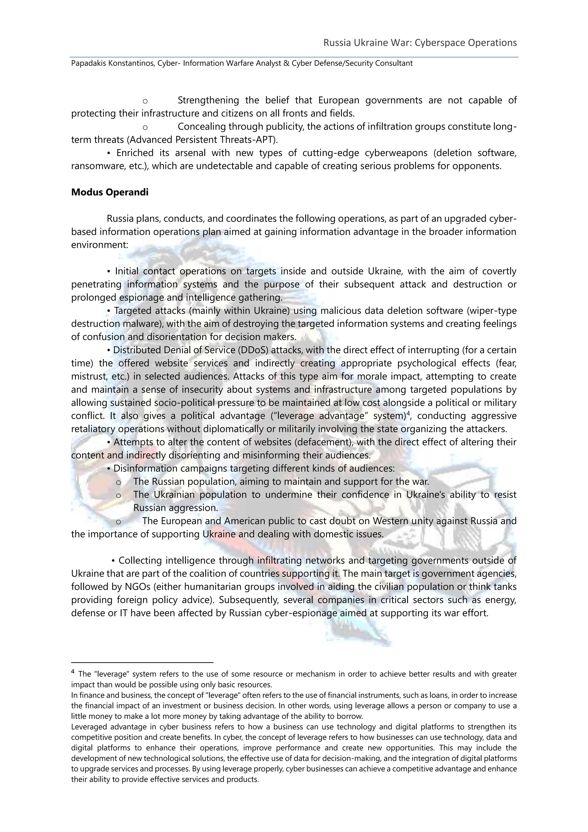 Russia Ukraine war Cyberspace operations (2022-2024) | DOCX