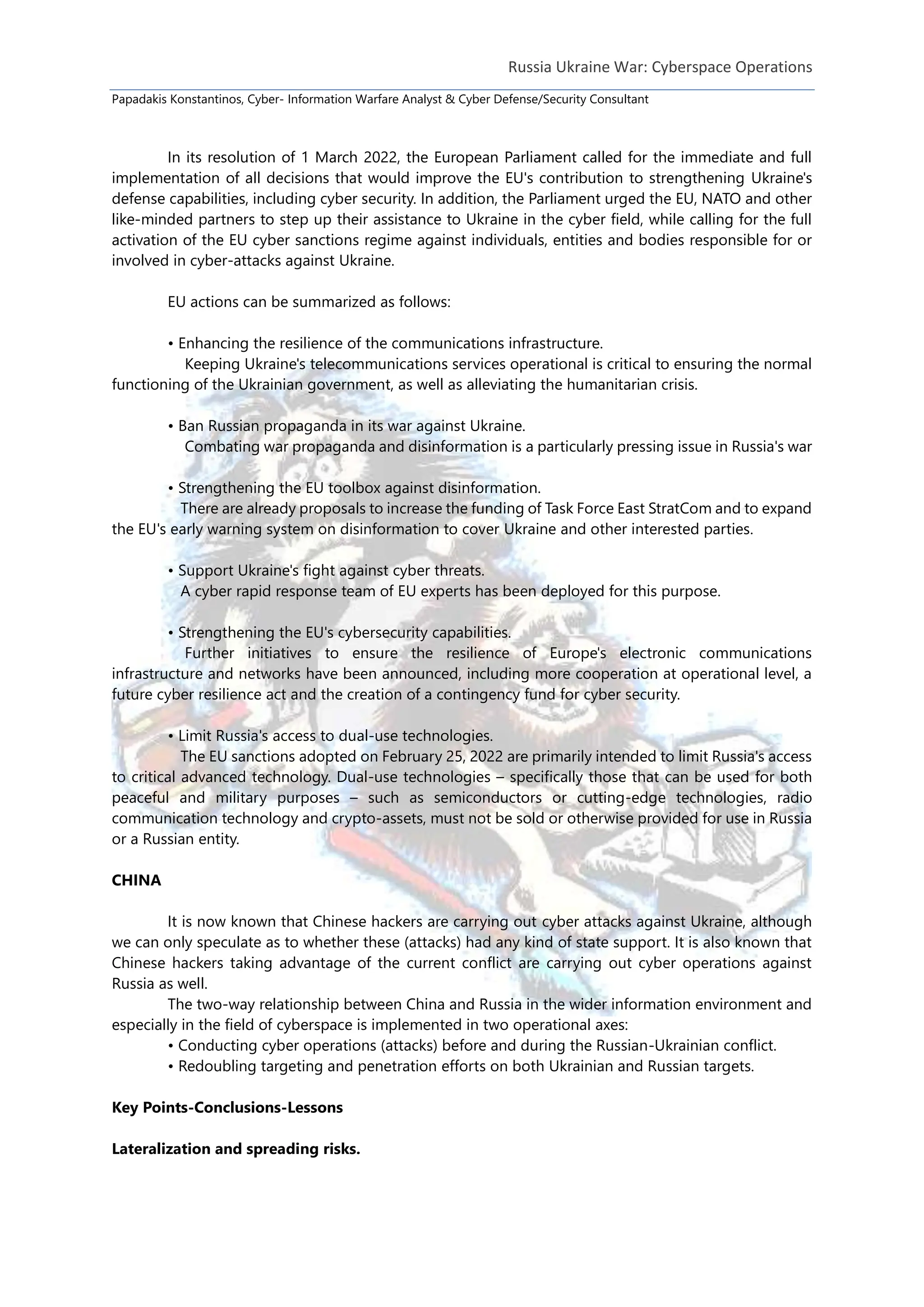 Russia Ukraine war Cyberspace operations (2022-2024) | DOCX