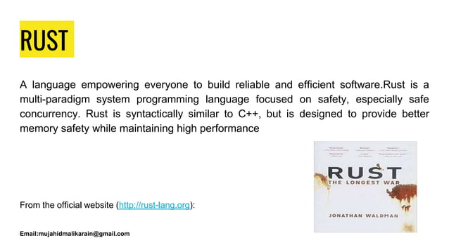 Rust programming-language | PPTX | Programming Languages | Computing
