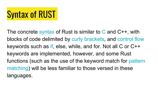 Rust programming-language | PPTX | Programming Languages | Computing
