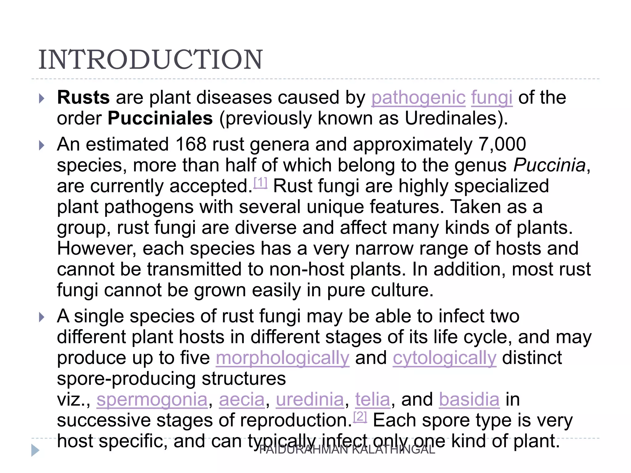 Rust disease in plants lin | PPTX