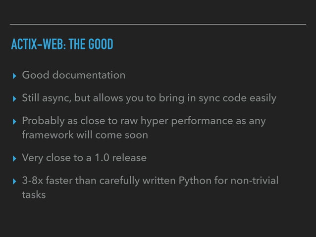 The State of Rust Web Frameworks | PPT