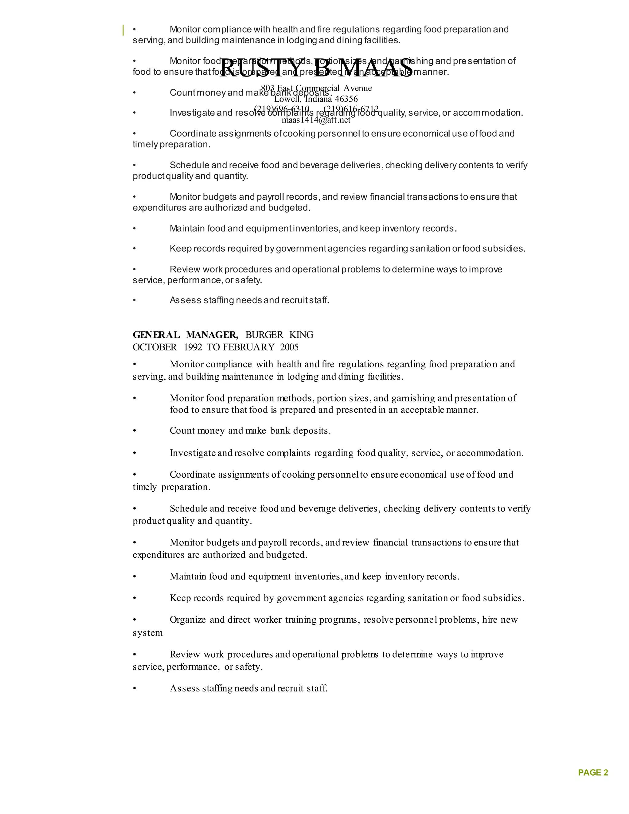 Rusty b maas resume 2 | DOCX