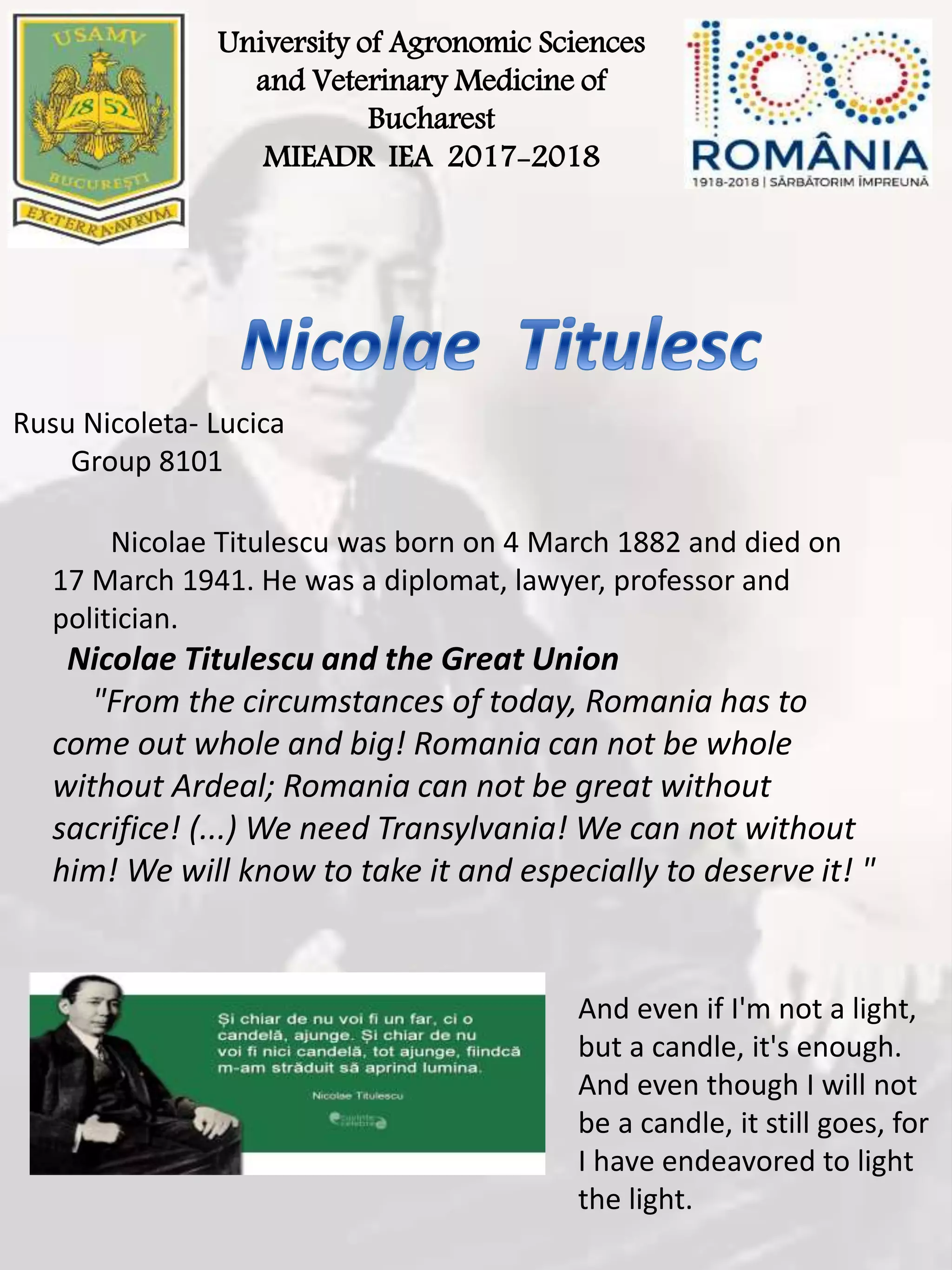 Rusu Nicoleta Lucica, Nicolae Titulscu | PPTX