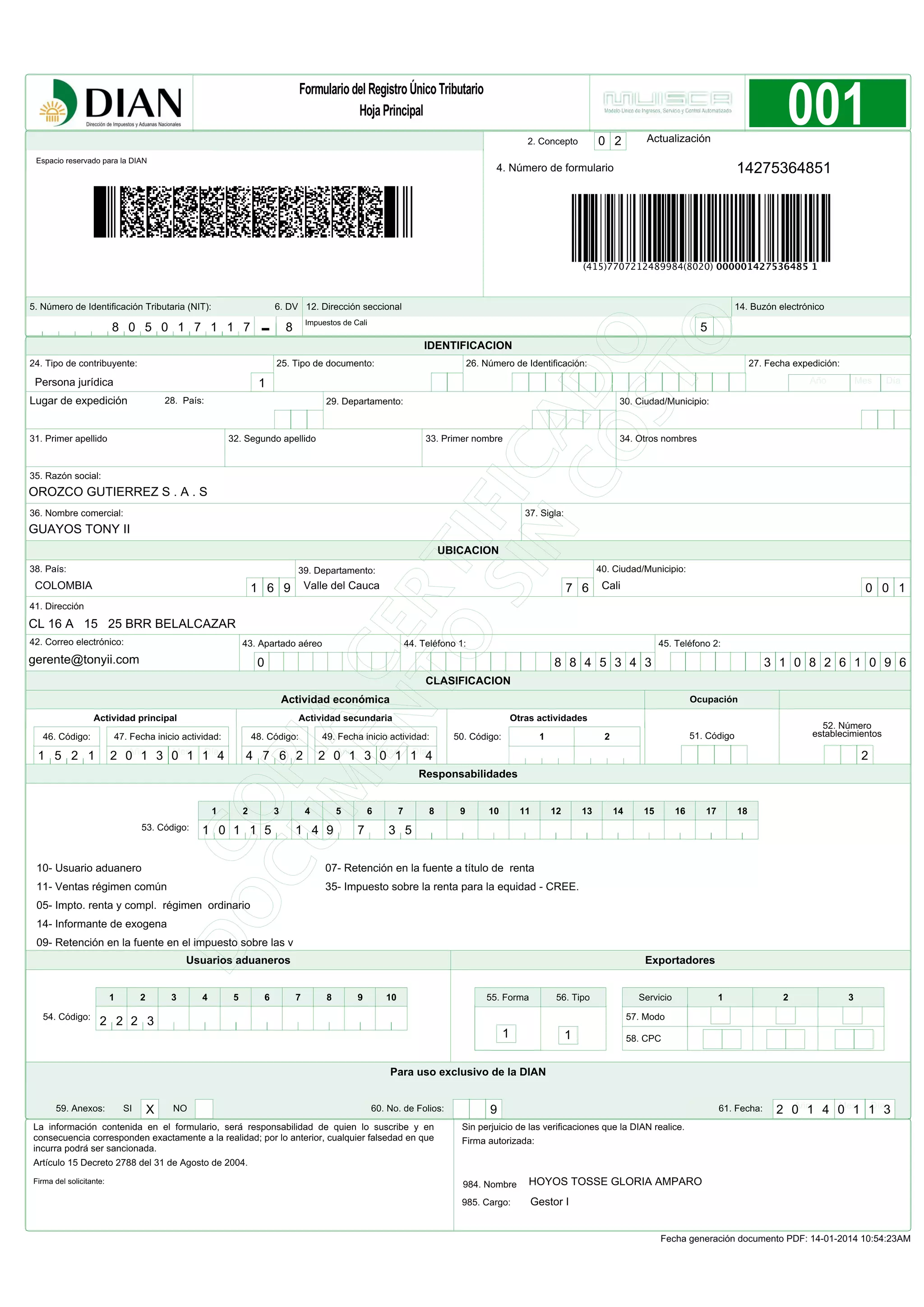 Rut 2014 formato en blanco | PDF