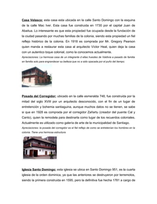 Ruta colonial santiago centro y la chimba | DOC