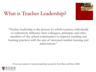The Teacher Leader: Supporting School and Student Success | PPT