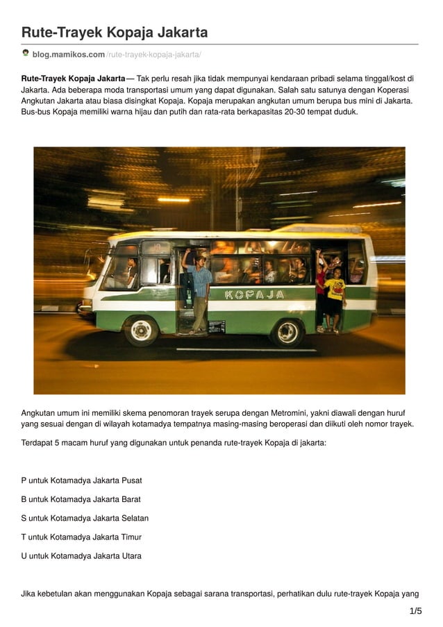 Rute trayek kopaja jakarta blog.mamikos.com