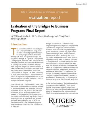 Evaluation of the Bridges to Business Program. Final Report Rutgers | PDF