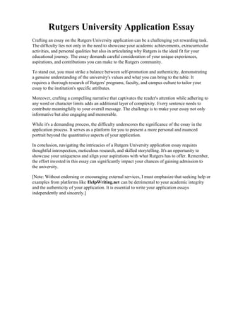 Rutgers University Application Essay | PDF | College Planning | College ...