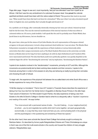 Ruth First Memorial Lecture by Panashe Chigumadzi | PDF