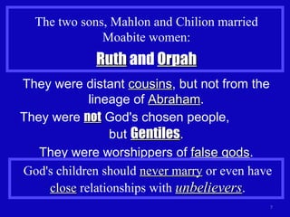 Ruth 1a Elimelech takes his family to Moab. | PPT