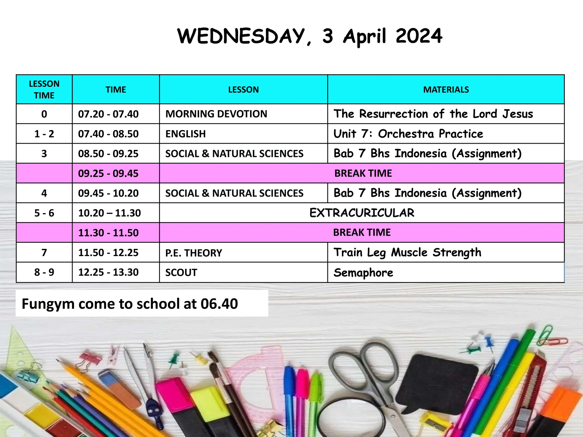 RUTH CLASS schedule for Junior high school | PPTX